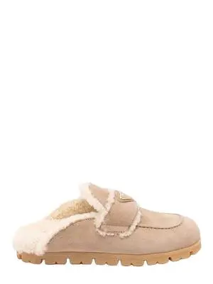 Prada Suede And Shearling Mules - Multicolor