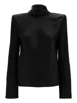 Saint Laurent SAINT LAURENT Silk Satin Cowl-Back Blouse Multicolor