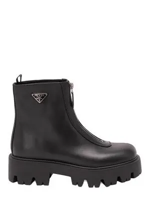 PRADA PRADA Leather Zipper Booties