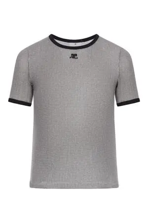 COURREGES Courreges Women Houndstooth Contrast T-Shirt Black