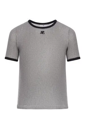 COURREGES Houndstooth Contrast T-shirt - Black