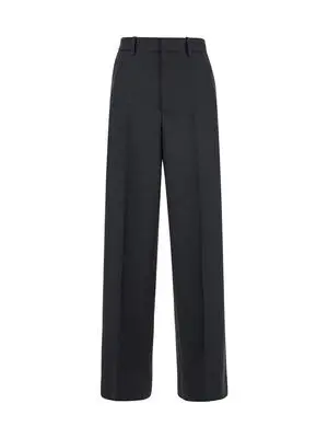 Gucci Wool Wide Leg Pants With Logo Lettering - Multicolor