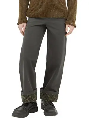 Burberry Cotton Canvas Check Motif Carpenter Pants - Gray