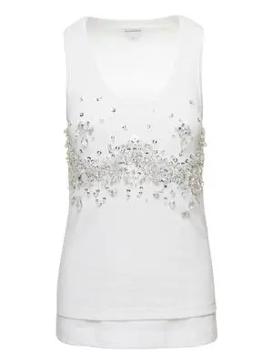 Bottega Veneta Ribbed Crystal-embellished Tank Top - Multicolor