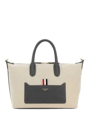 Thom Browne Sand Canvas Duffle Small Handbag - Brown