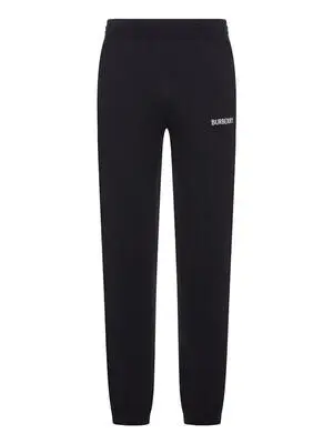 Burberry Cotton Jogging Trousers With Logo - Black