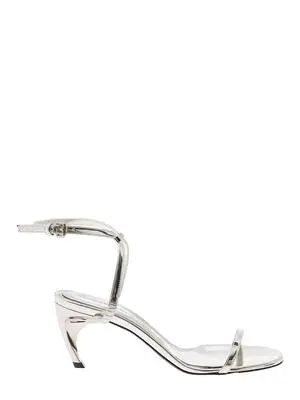 ALEXANDER MCQUEEN Alexander Mcqueen Women Silver Sandals With Armadillo Heel In Metallic Leather Woman