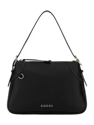 Gucci Leather Medium Gg Emblem Shoulder Bag - Black