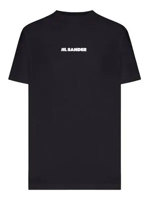 JIL SANDER Crew Neck Cotton T-shirt With Logo - Black