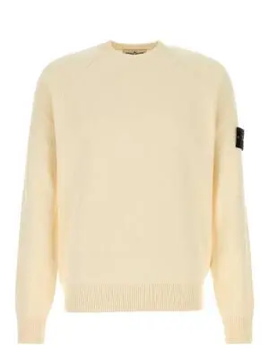 Stone Island Stone Island Men Cream Cotton Sweater Yellow