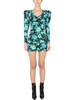 Alessandra Rich Floral Print Satin Mini Dress - Multicolor