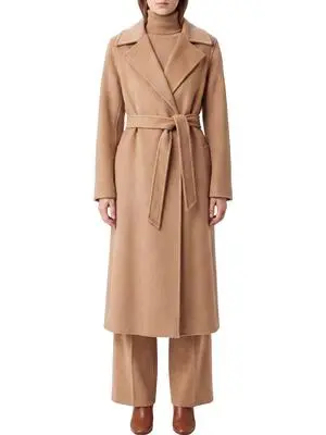 Max Mara MAX MARA Long Cashmere Robe Coat With Belt Brown