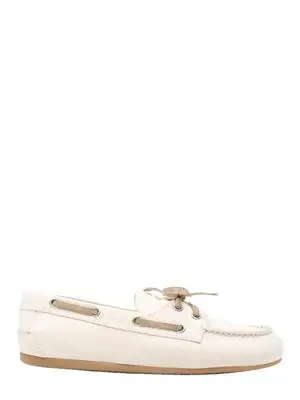 Miu Miu Canvas Boat Shoes - Cream