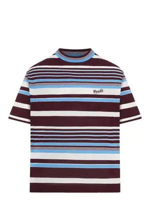 Prada Striped Cotton Crew Neck Sweater - Multicolor