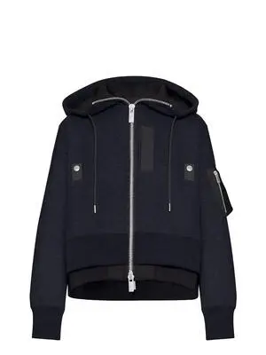 Sacai Cotton Blend Padded Hoodie - Black