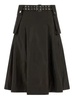 GANNI Duchesse Nylon Pleated' Skirt - Brown