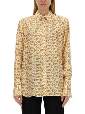 Burberry BURBERRY Silk Printed Shirt Cream