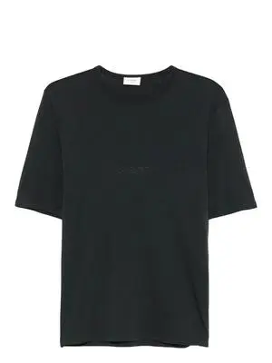 Saint Laurent Tonal Logo Embroidery Cotton T-shirt - Black