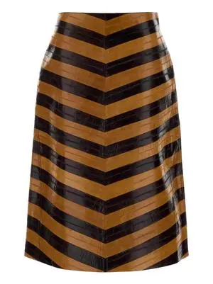 Fendi Two-tone Leather Skirt - Multicolor