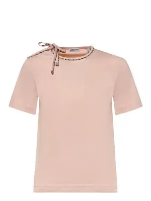 Burberry Check Bow Cotton T-shirt - Multicolor