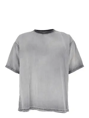 DIESEL® Crew Neck T-shirt With Faded Effect In Gray Tech Fabric For - Multicolor