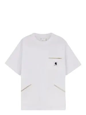 SACAI X CARHARTT WIP Cotton T-shirt With Frontal Logo Patch - White