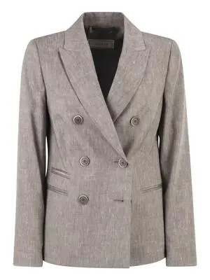 Peserico Double-breasted Blazer - Brown