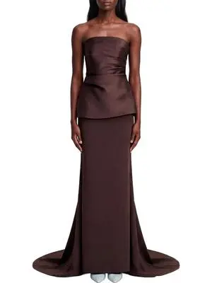 Solace London Satin Long Dress - Brown