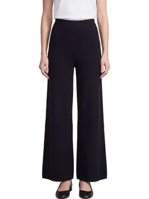 Max Mara High-waisted Wide Leg Knit Wool Trousers - Black