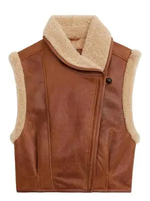 Isabel Marant Étoile Shearling Fur Trimmed Asymmetric Waistcoat - Brown