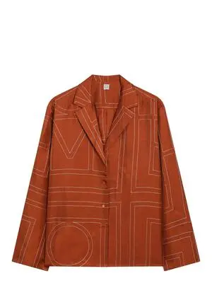 TOTEME Monogram Silk Pajama Shirt - Brown