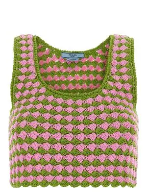 Prada Cotton Crochet Tank - Green