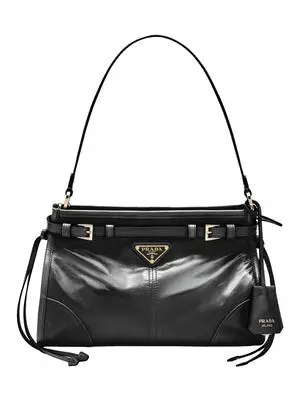 Prada Small Bonnie Top-handle Bag In Calf Leather - Black