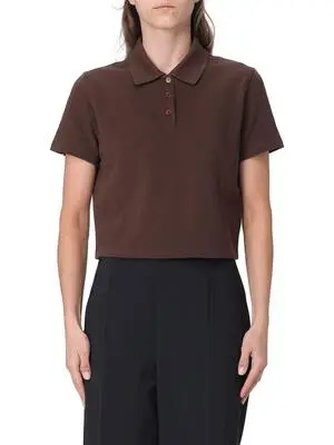 Saint Laurent Cotton Polo Shirt With Embroidered Monogram - Brown