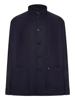 Tagliatore Wool Blouson With Mandarin Collar - Blue