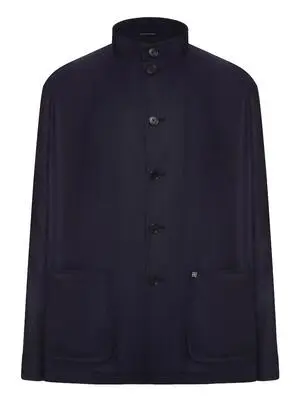 Tagliatore Wool Blouson With Mandarin Collar - Blue