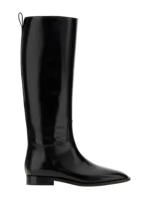 JIL SANDER Leather Knee High Boots - Black