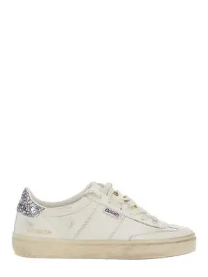 GOLDEN GOOSE Soul-star' Low-top Sneaker With Glitter Heel And Logo Lettering In Leather - White