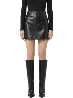 Gucci Calfskin Leather Mini Skirt - Black