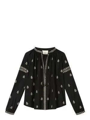 Isabel Marant Étoile ISABEL MARANT ÉTOILE Rodis Embroidered Tussar Silk Blouse Black