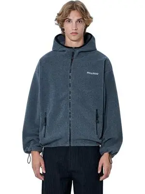 Miu Miu Hooded Zip Sweatshirt - Gray