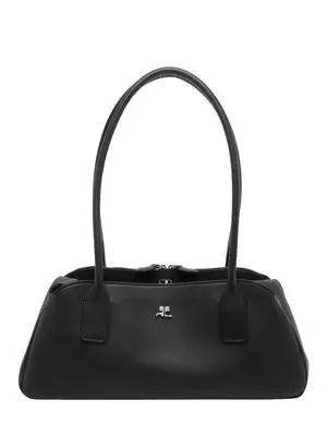COURREGES Strip Naplack Shoulder Bag - Black