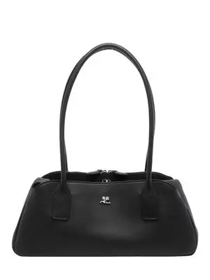 COURREGES Strip Naplack Shoulder Bag - Black