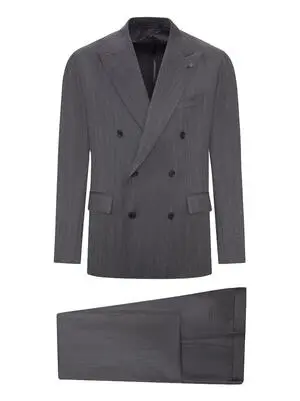 Tagliatore Double-breasted Naples Suit In Virgin Wool - Gray