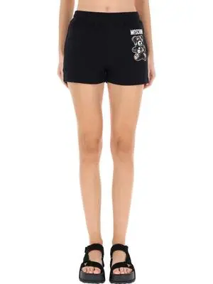 Moschino Shorts With Teddy Print - Black