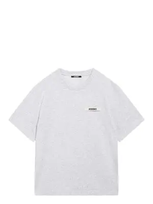 Jacquemus Grey T-shirt With Grosgrain Logo - Gray