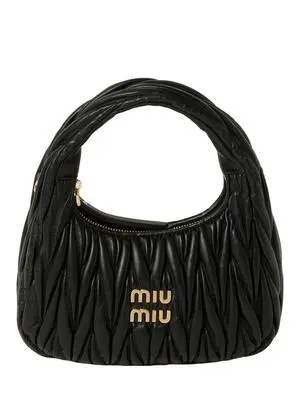 Miu Miu Wander Hobo Bag In Quilted Nappa - Black