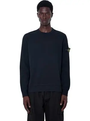 Stone Island Crewneck Sweatshirt With Logo Patch - Black