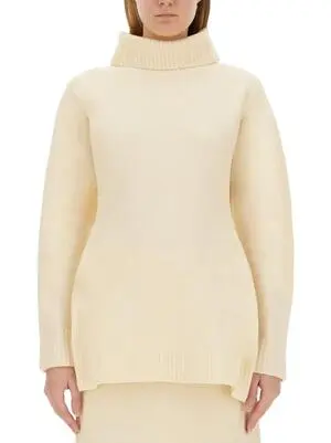 JIL SANDER Wool Turtleneck Shirt - Cream