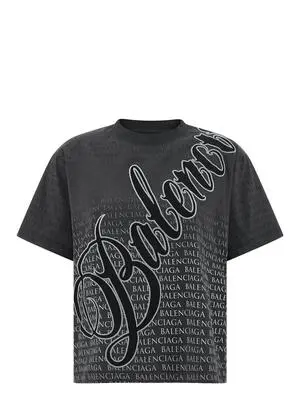 Balenciaga Cursive T-shirt - Black